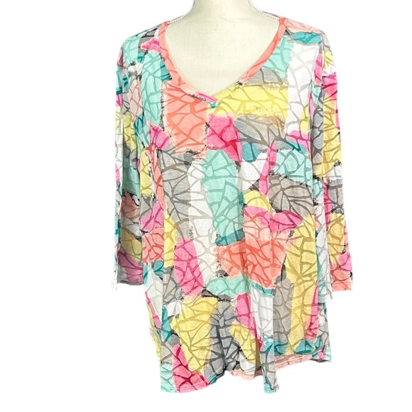 Tribal | Tops | Euc Tribal Multi Color Xxl Half Sleeve Sheer | Poshmark